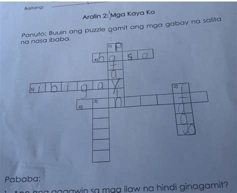 Baitang Aralin 2 Mga Kaya Ko Panuto Buuin StudyX