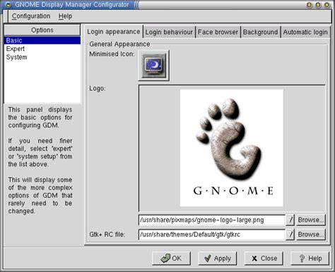 using gnome display manager configurator