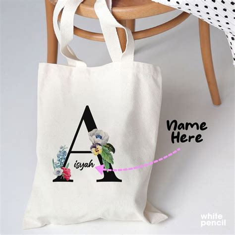 Alphabets Tote White Pencil Tote Bag