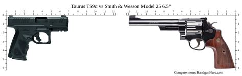 Taurus Ts9c Vs Smith And Wesson Model 25 6 5 Size Comparison Handgun Hero