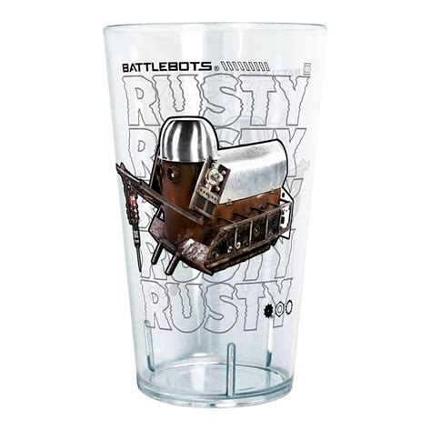 Battlebots Rusty Hero Stack Text 24 Oz Tritan Drinking Glass