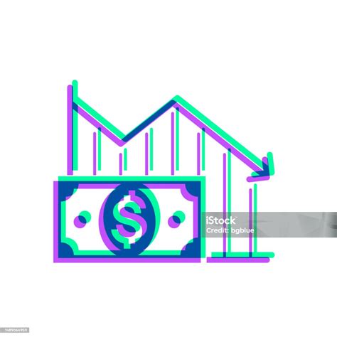 Declining Graph With Dollar Banknote Icon With Two Color Overlay On