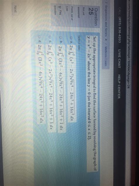 Solved Set Up The Appropriate Integral To Find The Surface Chegg