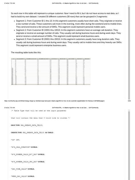 Sap Hana Pal K Means Algorithm Or How To Do Cust Sap Community U