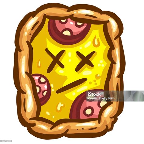 벡터 일러스트레이션에서 치즈 토핑을 가진 귀여운 만화 피자 슬라이스 캐릭터 감정에 대한 스톡 벡터 아트 및 기타 이미지 감정