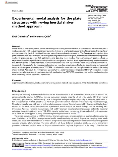 Gulbahce Celik 2021 Experimental Modal Analysis For The Plate Structures With Roving Inertial