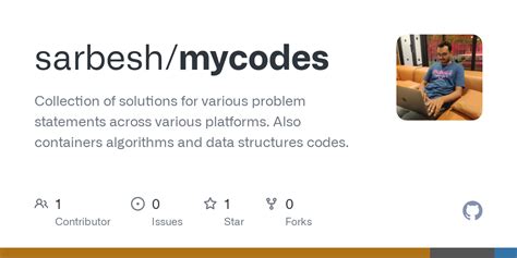 Github Sarbesh Mycodes Collection Of Solutions For Various Problem Statements Across Various
