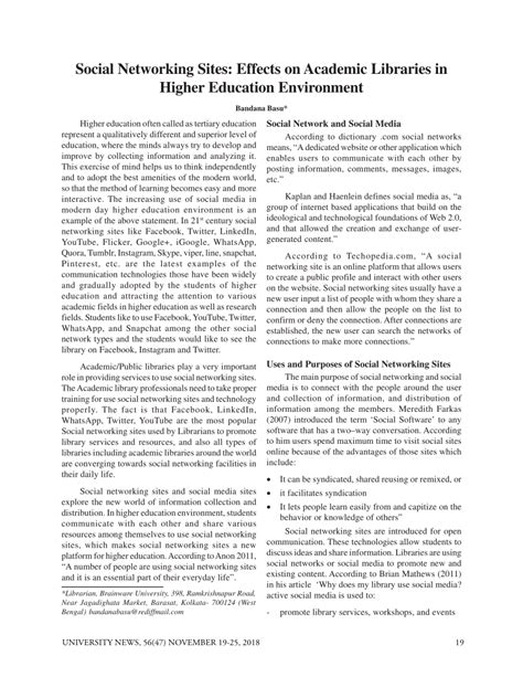 Pdf Social Networking Sites Effects On Academic Libraries In Higher Education Environment