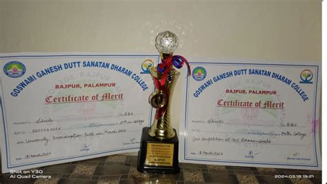 Honored To Receive The Certificate Of Merit And A Trophy For Securing