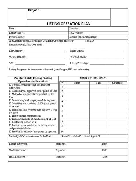 Lifting Operation Plan Pdf