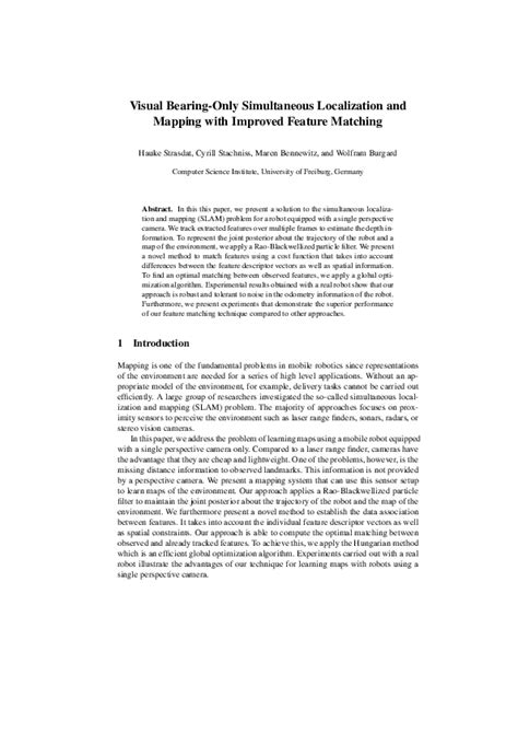 Pdf Visual Bearing Only Simultaneous Localization And Mapping With Improved Feature Matching