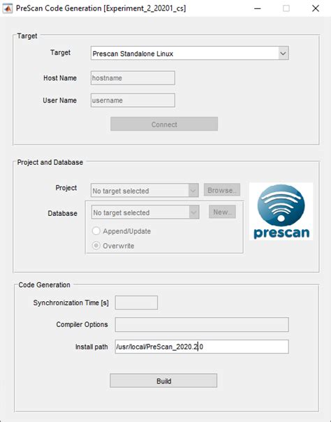 how to compile an executable and run a prescan experiment on windows without matlab simulink and