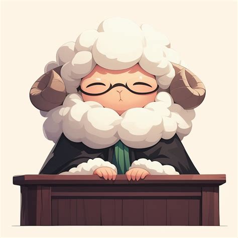 Premium Vector A Sheep Judge Cartoon Style