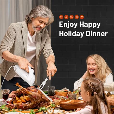 고기 칠면조 빵 조각용 전기 칼 톱니 모양의 스테인리스 스틸 블레이드 2개가 있는 150w Temu