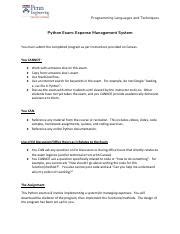 Python Exam Expense Management System Implementation Course Hero