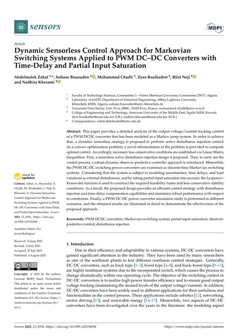 pdf dynamic sensorless control approach for markovian switching