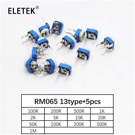 65pcs Trimming Potentiometer Rm065 Top Adjustment 100r 1m Rm065 Wh06 2 Variable Resistors