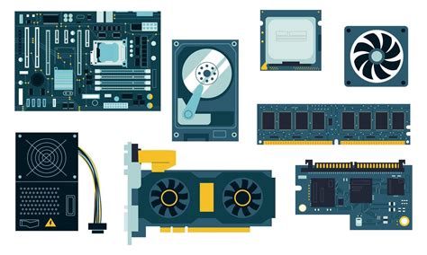 Pc Components Cpu Gpu Motherboard Cooler Ssd And Hand Drawn Memory Modules System Unit And Pc Components Cpu Gpu Motherboard Cooler Ssd And Hand Drawn Memory Modules System Unit And