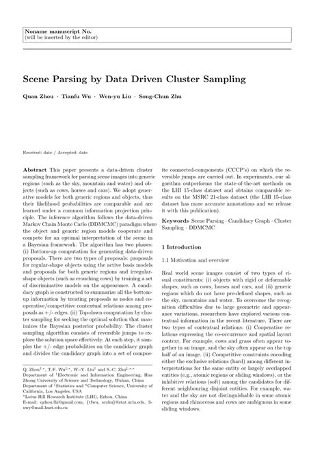 Pdf Scene Parsing By Data Driven Cluster Sampling