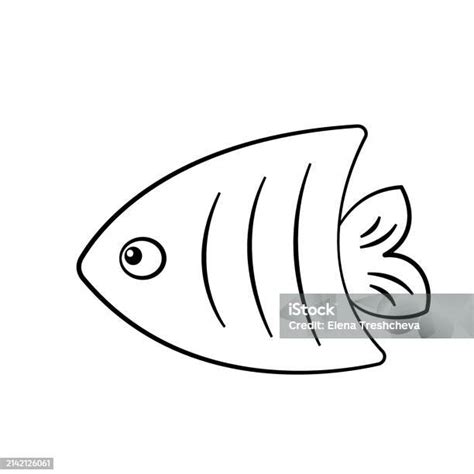 물고기 윤곽선 그리기 고립된 컷아웃 흑백 벡터 클립아트 일러스트 수중 낙서 라인 아트 디자인 요소 해양 생물 자연 픽토그램 로고 또는 아이콘입니다 강에 대한 스톡 벡터 아트