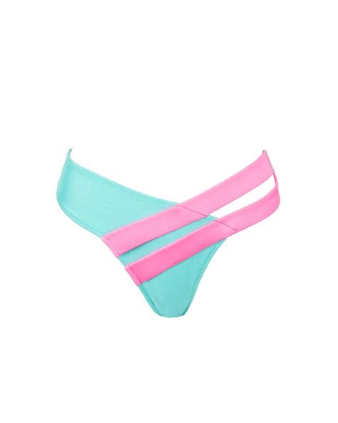 Print Asymmetrical Thong Mid Rise Bikini Bottom Xs Vivien Vance
