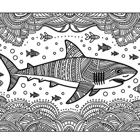Mindful Tiger Shark Coloring Page 4 Free Printable Pages