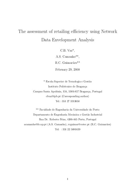 Pdf The Assessment Of Retailing Efficiency Using Network Data Envelopment Analysis