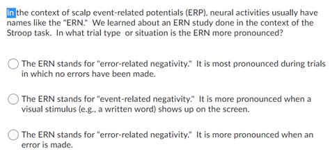Solved The Context Of Scalp Event Related Potentials Erp