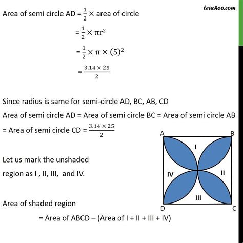 Question 4 Find Area Of Shaded Design Abcd Is A Square 10 Cm