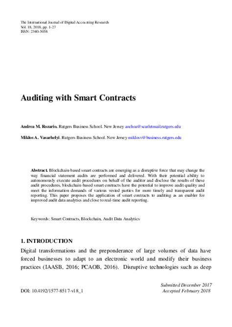 Pdf Auditing With Smart Contracts