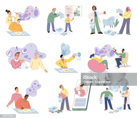 정신 치료 세션에서 환자의 말을 듣는 심리학자 성장 마음 정신 지능 자기 계발 고객에 대한 스톡 벡터 아트 및 기타 이미지 고객 아이 정신 건강 Istock