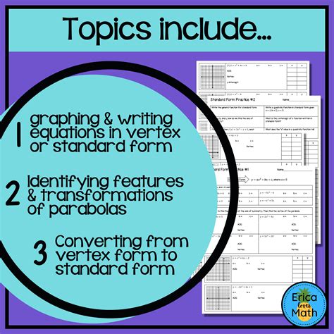 Graphing Quadratics In Vertex And Standard Form Worksheets Made By Teachers