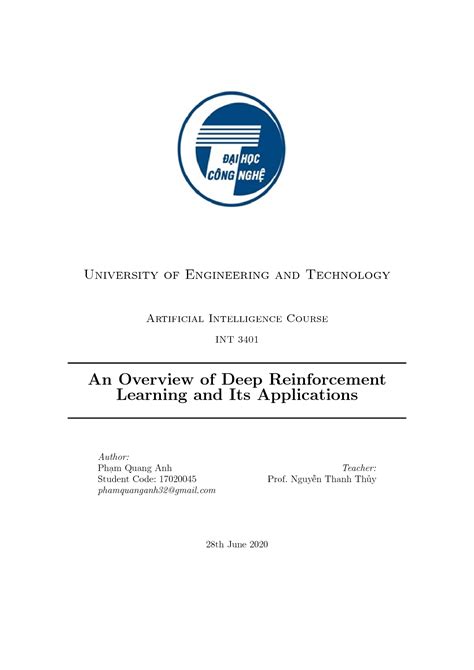 SOLUTION An Overview Of Deep Reinforcement Learning And Its Applications Studypool