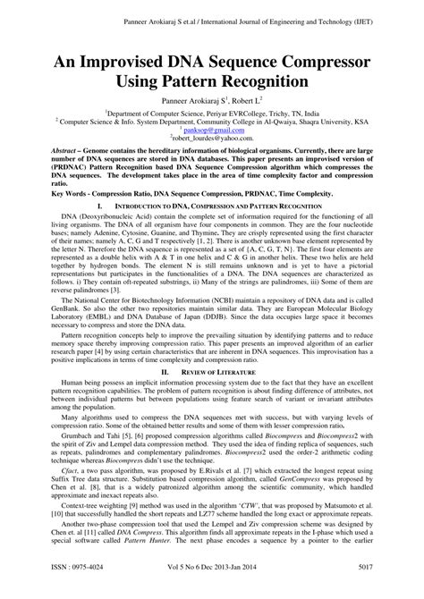 Pdf An Improvised Dna Sequence Compressor Using Pattern Recognition