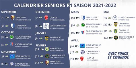 Calendrier Seniors R1 Saison 2021 2022 Afc Compiègne