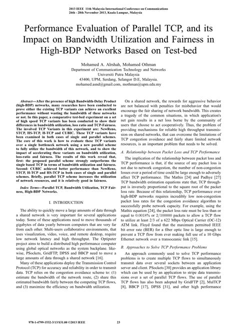 Pdf Performance Evaluation Of Parallel Tcp And Its Impact On Bandwidth Utilization And