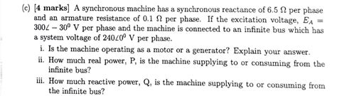 Solved C 4 Marks A Synchronous Machine Has A Synchronous