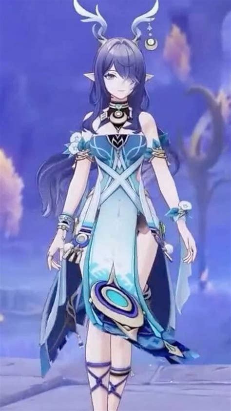 Lauma Genshin Genshin Characters Blue Dress Blue Outfit Fantasy Art