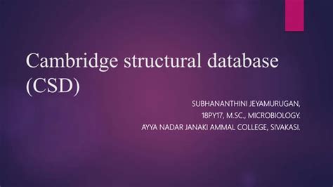 Cambridge Structural Database Pptx Chemistry Science
