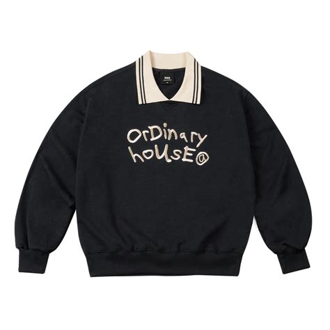 엠오오 기모논기모 레터링 자수 카라 맨투맨 블랙 위시버킷