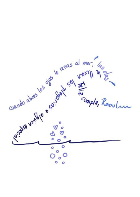 Caligrama Ola Poema Escrito A Mano En Tinta Azul