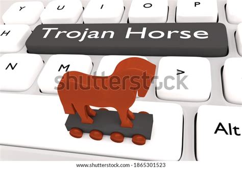 3d Illustration Computer Keyboard Script Trojan Stock Illustration
