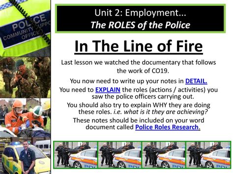in the line of fire unit 2 employment the roles of the police ppt