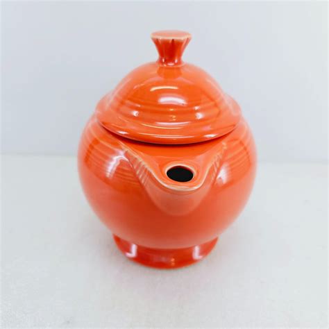 Fiesta Large 44 Oz Teapot Tea Pot Poppy Orange Fiestaware Ebay