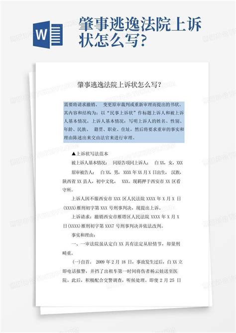 肇事逃逸法院上诉状怎么写word模板下载编号lwnakokw熊猫办公