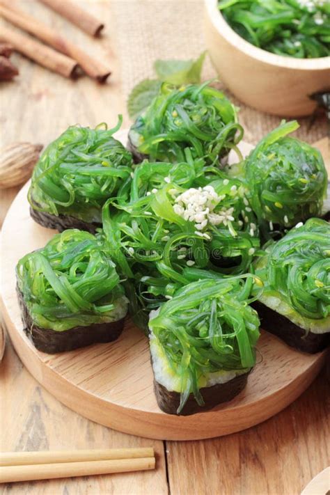 Sushi Roll And Seaweed Salad Is Delicious Stock Image Image Of Tasty Dinner 69532227