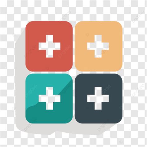 다양한 색상의 플러스 플러스 및 크로스 앱 아이콘 벡터 흰색 배경에 추가의 단순한 다채로운 아이콘 그림자 없음 작은 프레임 중앙 Png 일러스트 및 벡터 에 대한