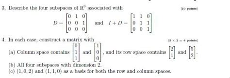 solved the four subspaces row space col a t subspace of r n