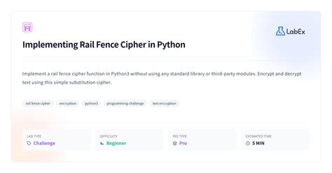 Implementing Rail Fence Cipher In Python Labex