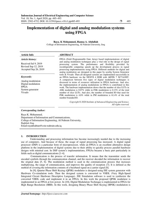 Pdf Implementation Of Digital And Analog Modulation Systems Using Fpga